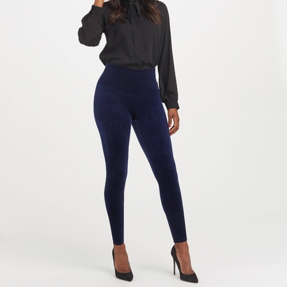 SPANX | Pants & Jumpsuits | Spanx Velvet Leggings In Lapis Night Blue ...